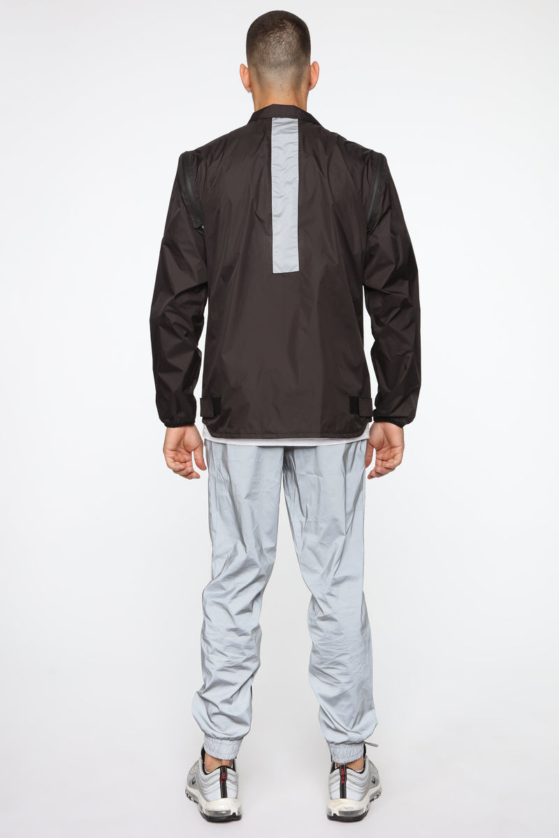 Black Reflective Jacket with Detachable Sleeves – DMV Gear